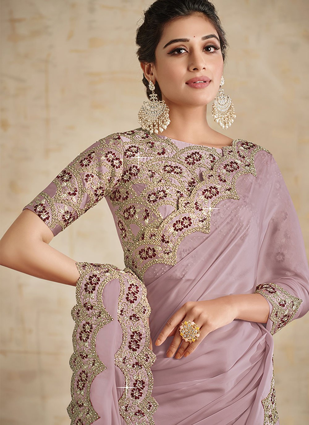 Shop Purple Reception Classic Saree Online : 237671