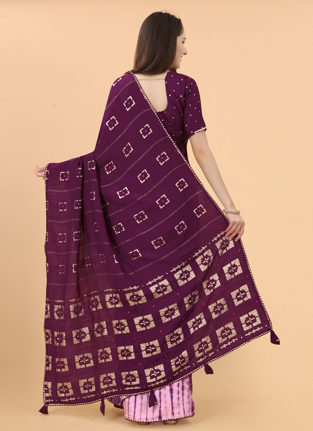 Purple Weaving Mehndi Contemporary Saree buy online