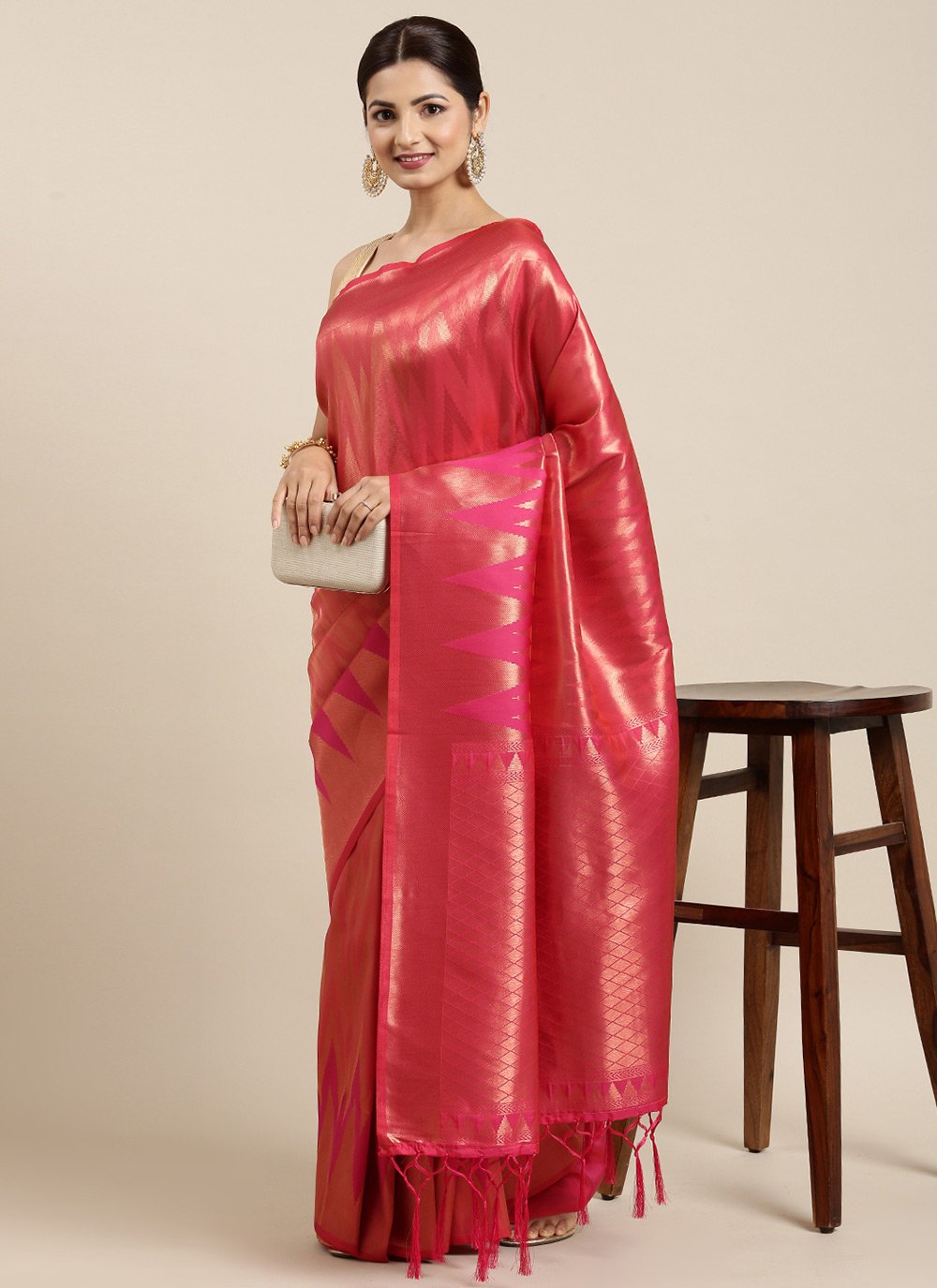 Shop Online Red Ceremonial Traditional Saree : 230883