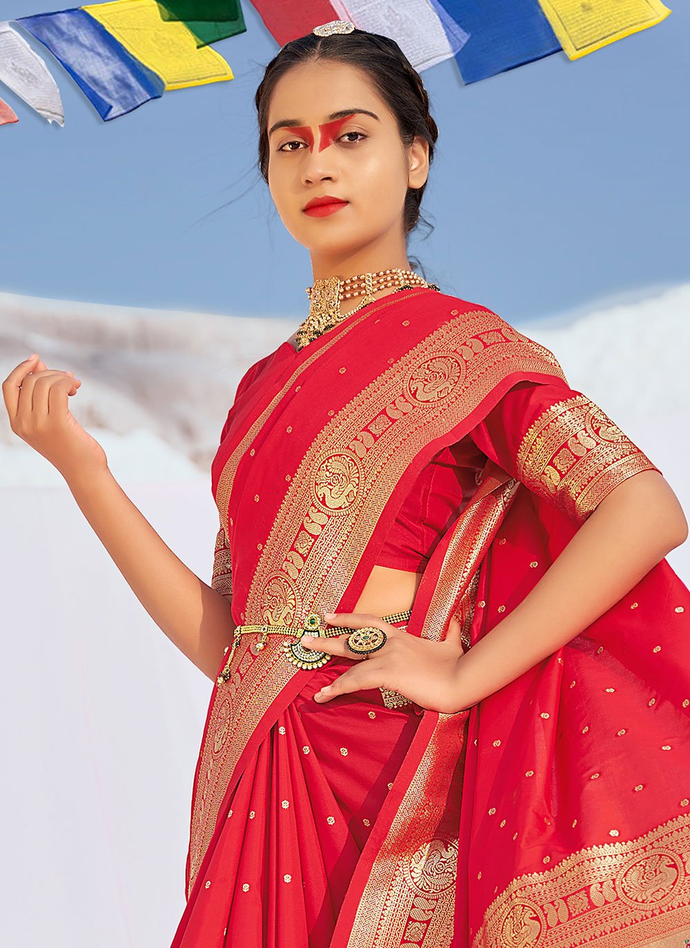 Buy Red Color Classic Saree Online : 219466
