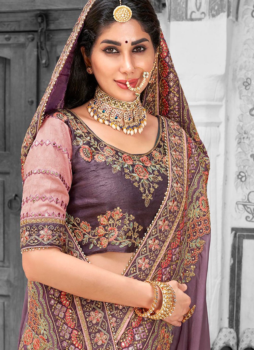 Buy Saree Thread Art Silk in Pink Online