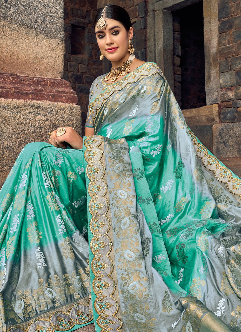 Buy Silk Weaving Green Trendy Saree : 234821