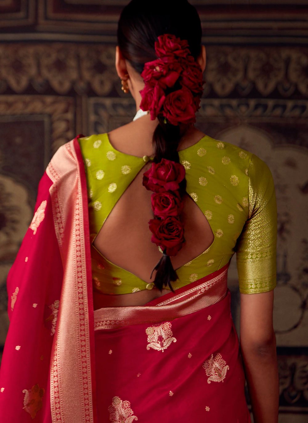 Shop Online Banarasi Silk Classic Sari In Red : 276061