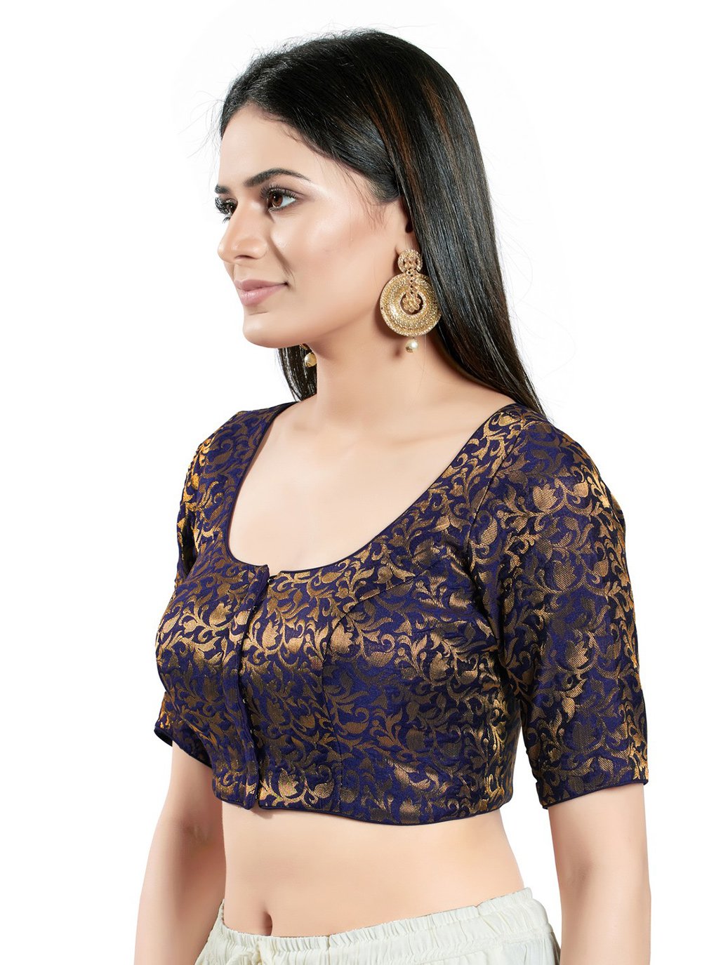 Buy Blue Brocade Blouse with Jacquard Work for Women Online
