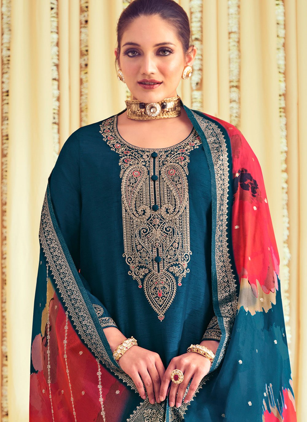 Blue Raw Silk Salwar Suit Buy Online - Pakistani Suits