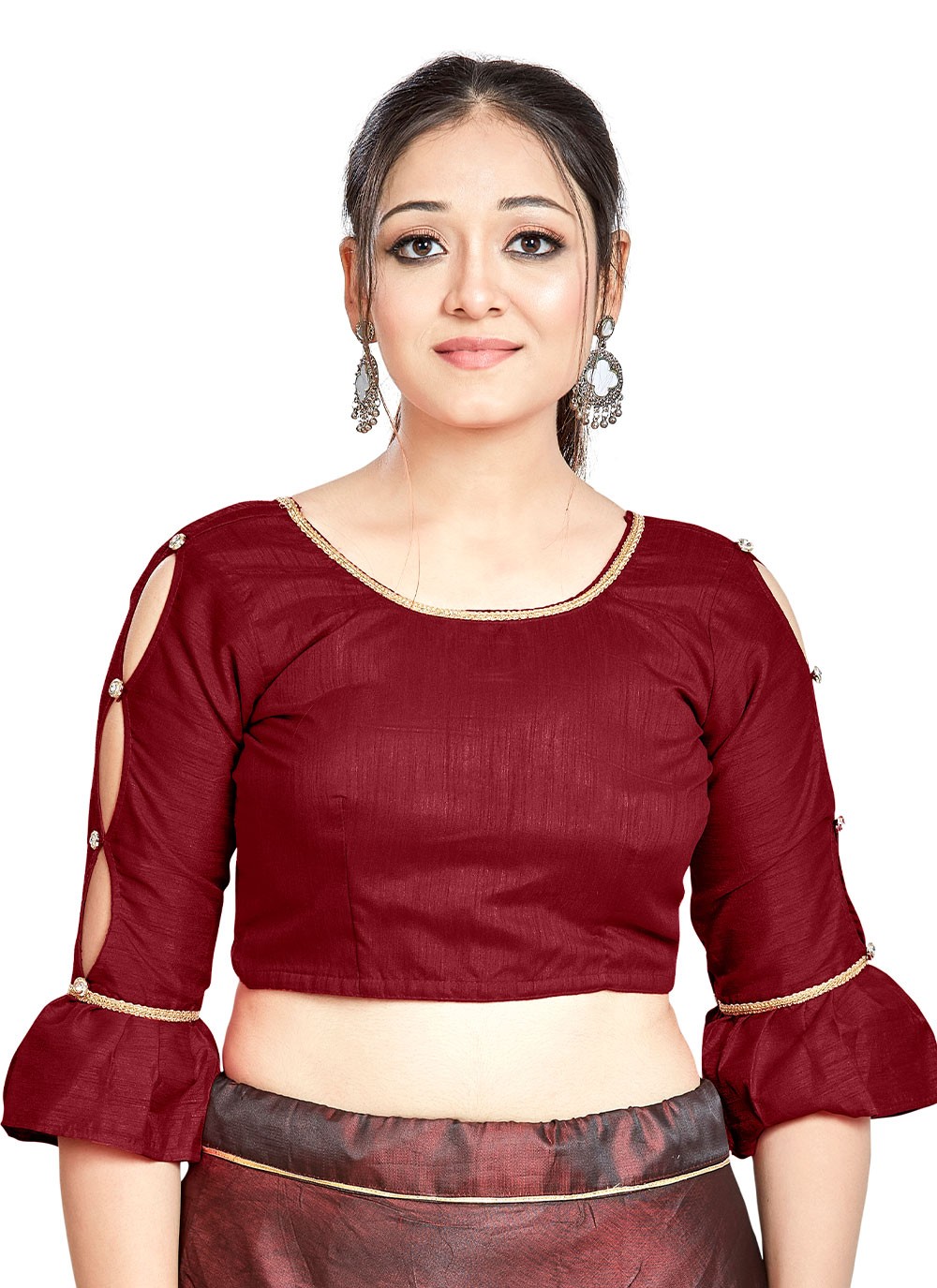 Shop Designer Blouse Plain Art Silk in Maroon Online 254891