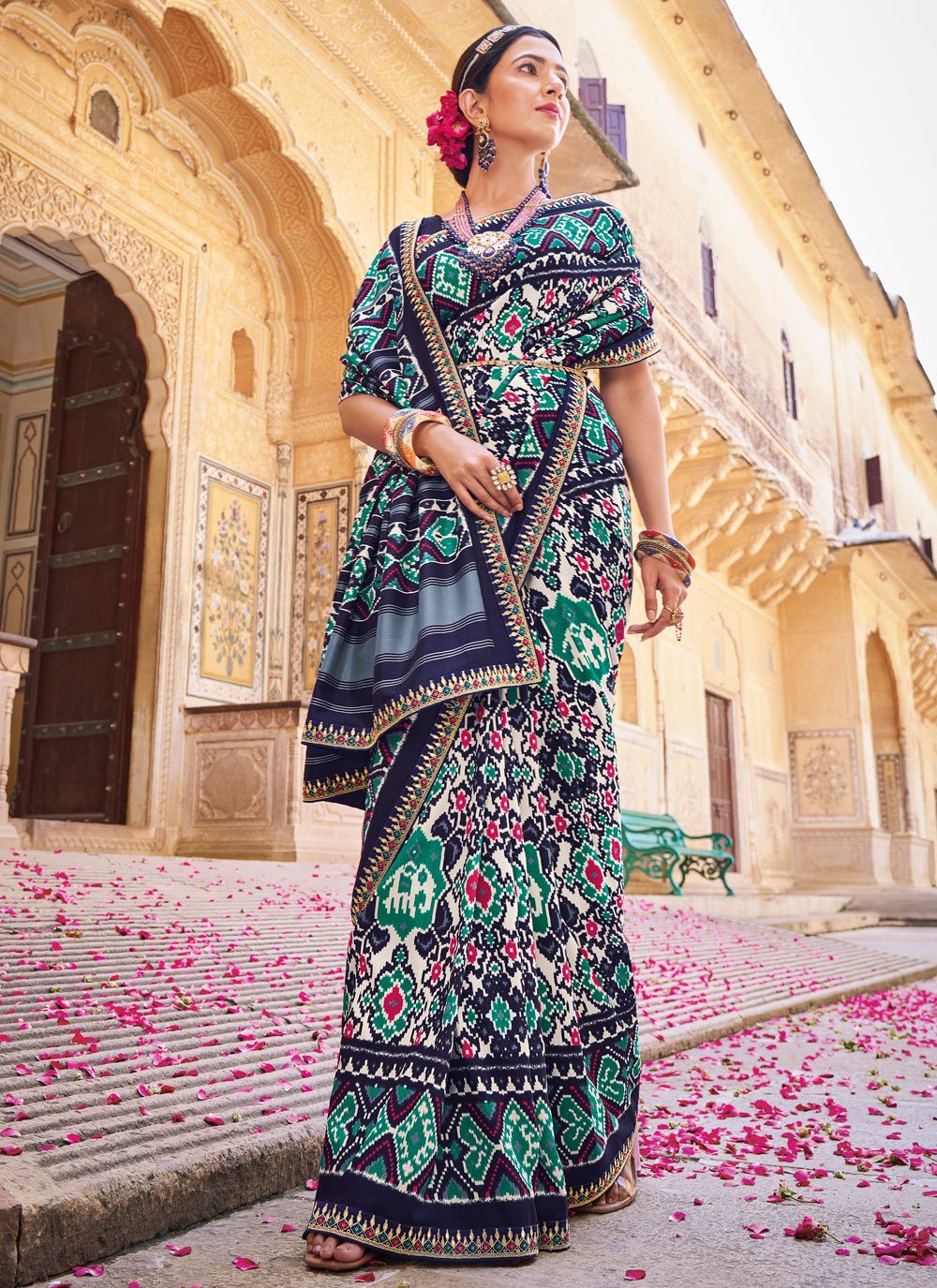 Shop Embroidered, Lace and Patola Print Work Patola Silk Contemporary ...