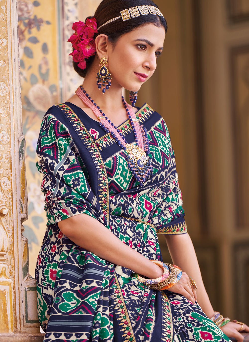 Shop Embroidered, Lace and Patola Print Work Patola Silk Contemporary ...