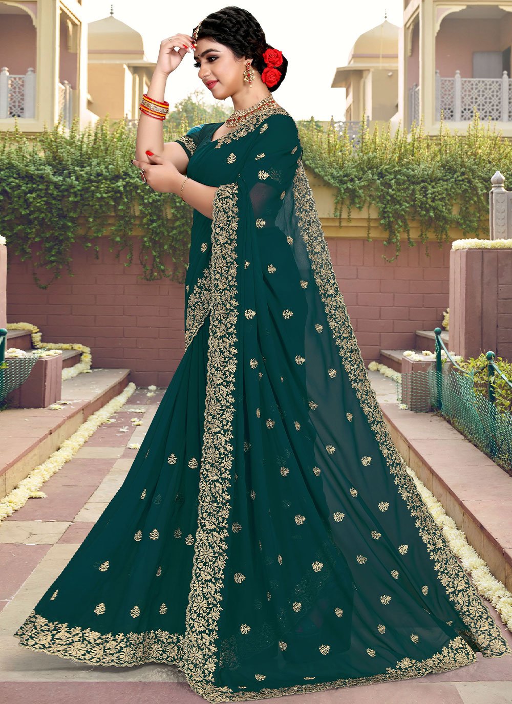 Shop Green Color Saree Online : 249791