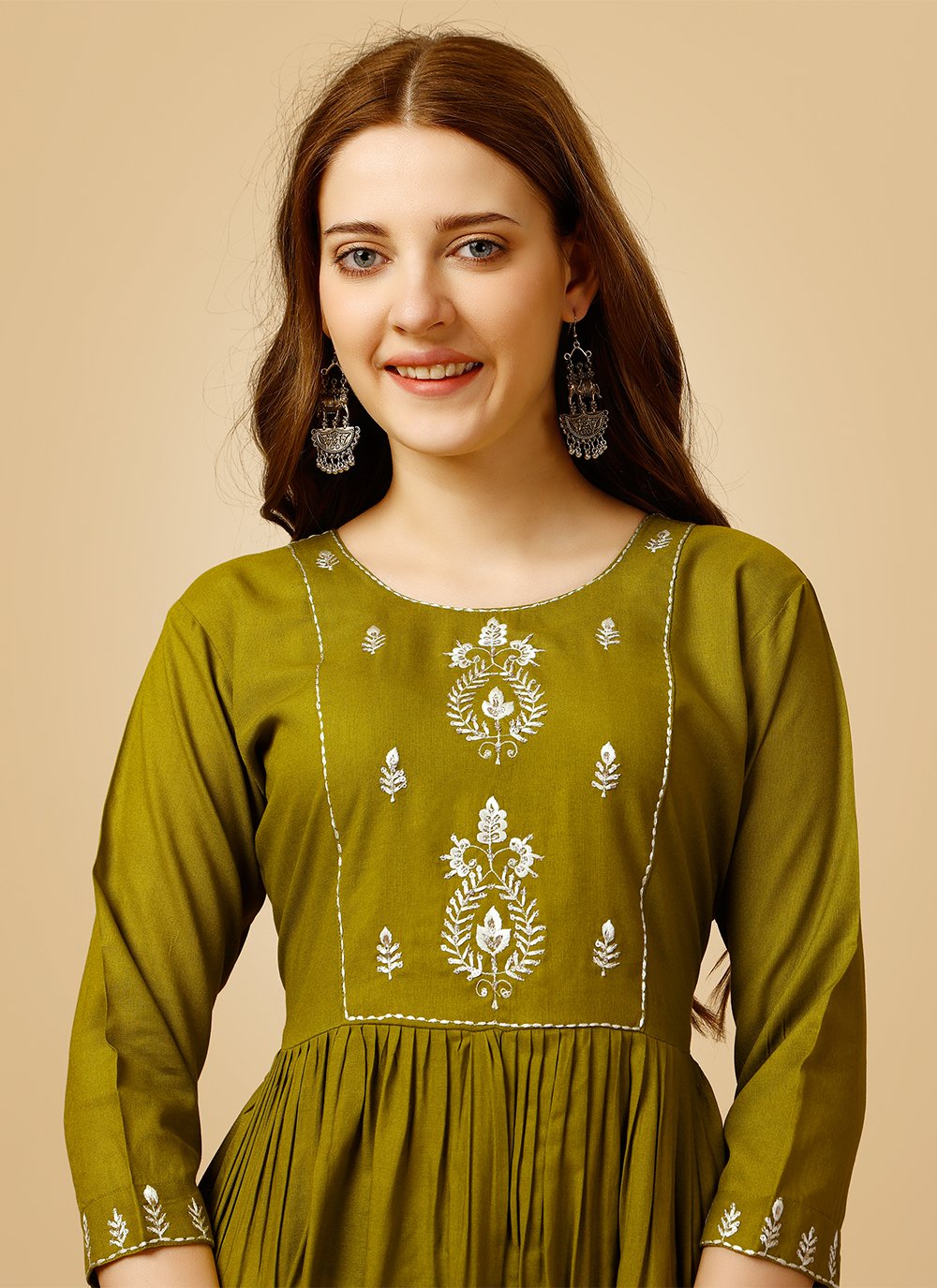 Shop Online Green Embroidered Designer Kurti : 261108 - Kurtis