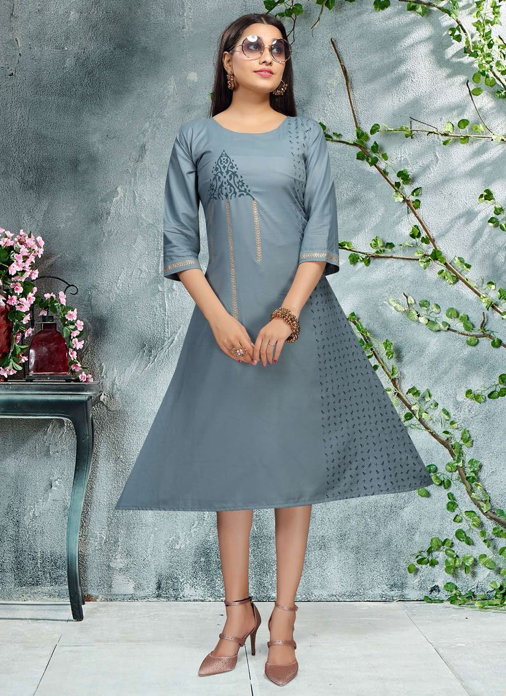 Shop Grey Color Party Wear Kurti Online : 248835