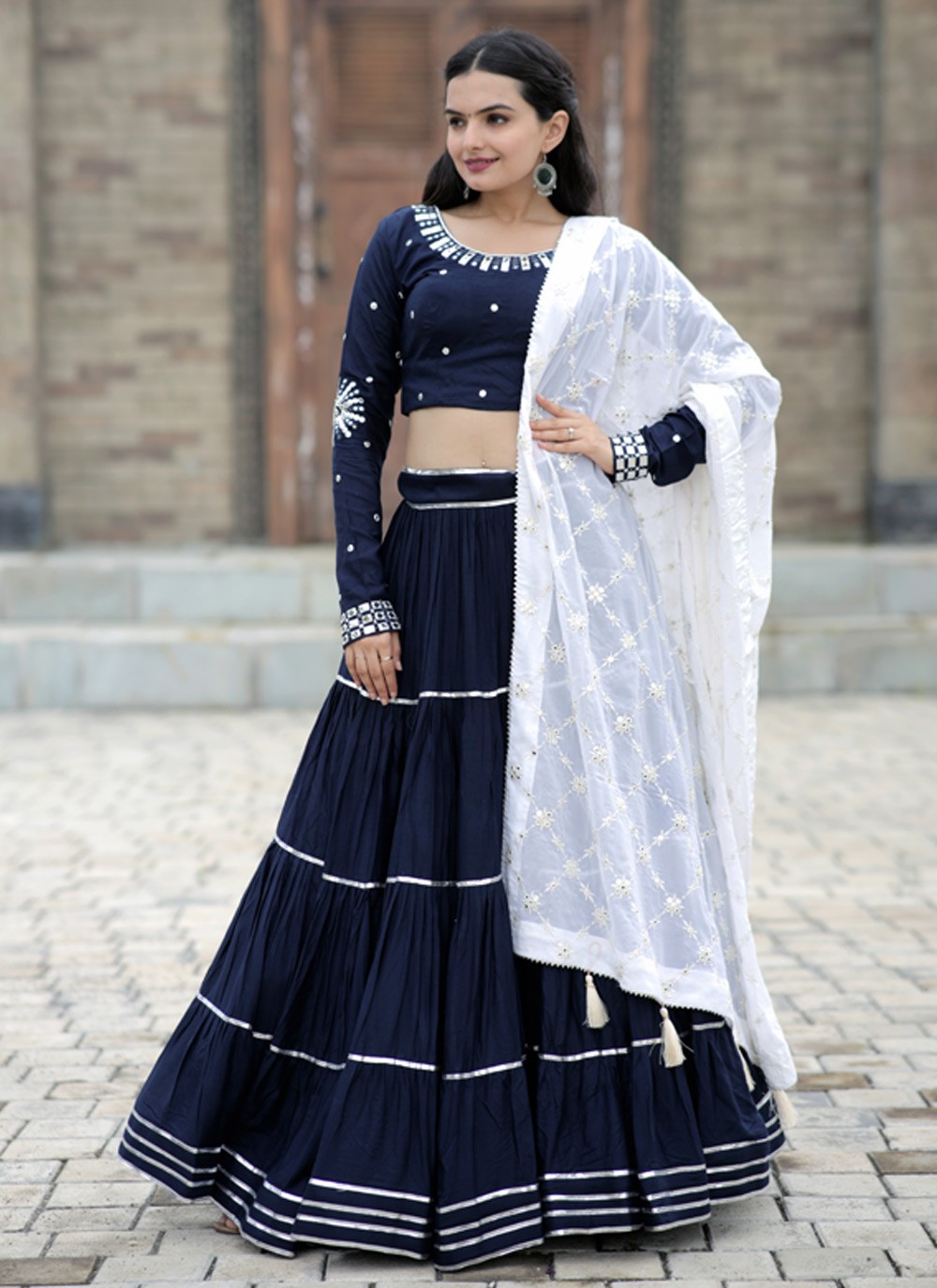 Buy Lace Navy Blue Trendy Lehenga Choli Online : 266997