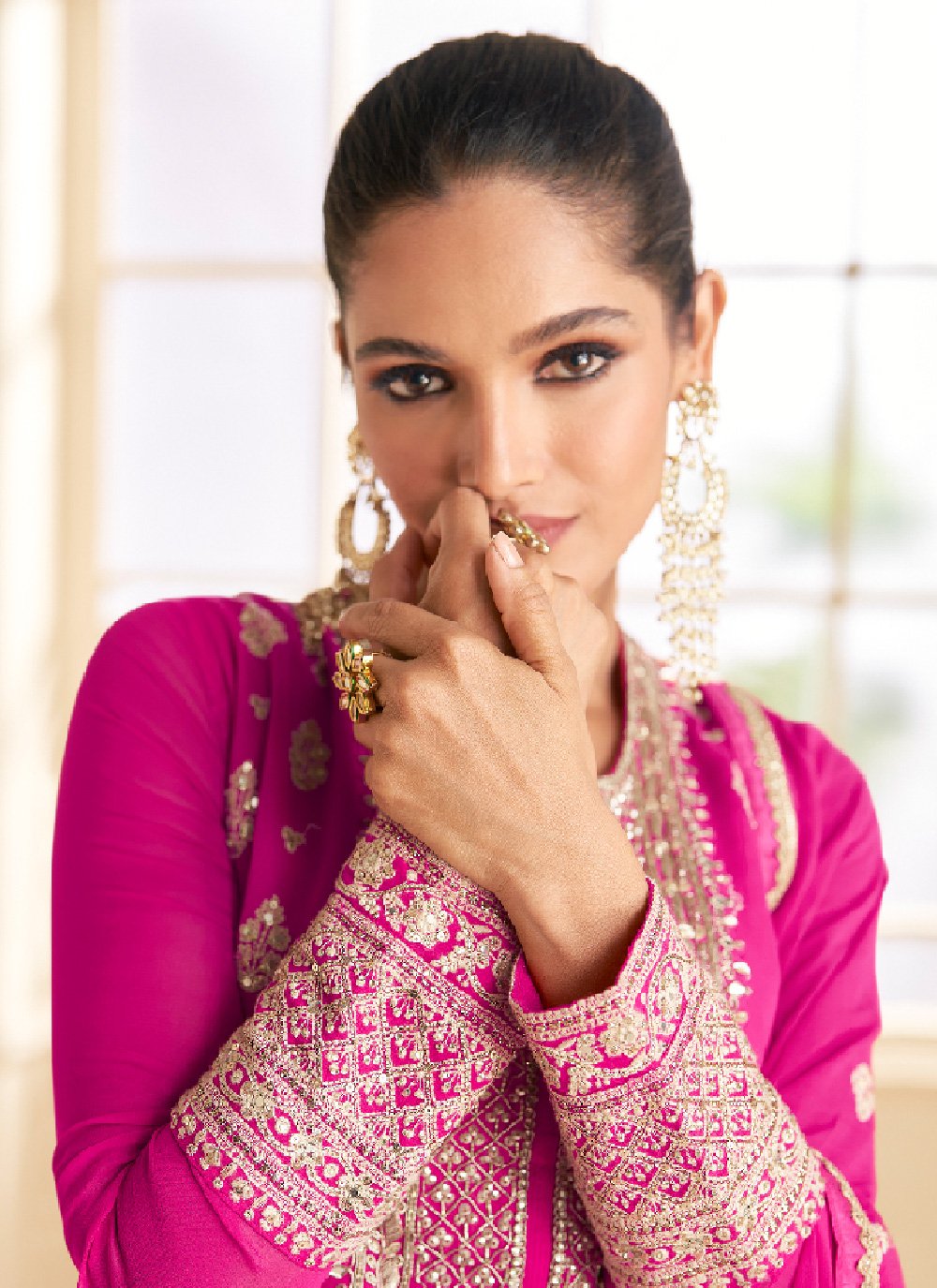 Shop Online Magenta Party Readymade Gown : 266619 - Gown