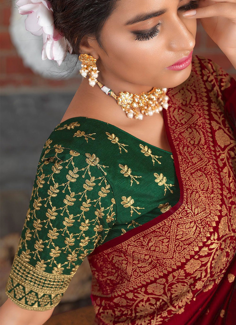 Shop Online Maroon Color Traditional Saree : 253285