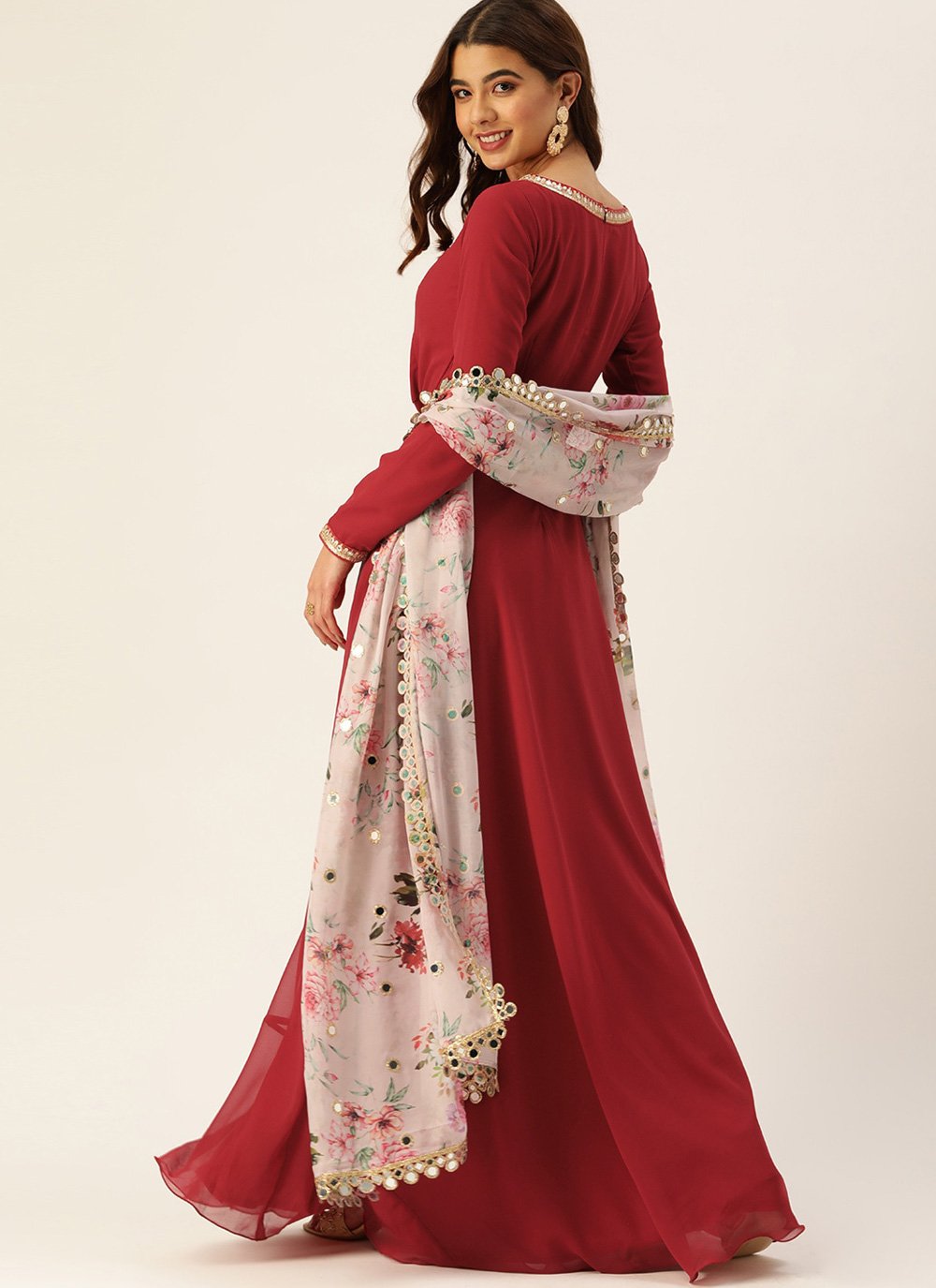 Buy Maroon Georgette Anarkali Suit In Plain Work Online : 272284 ...