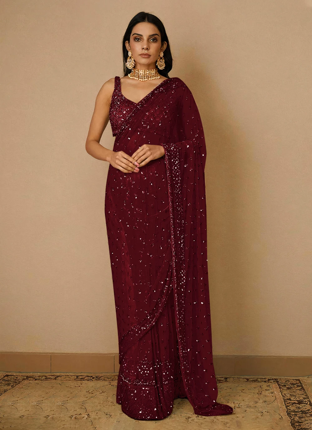 Shop Online Maroon Trendy Saree : 266740