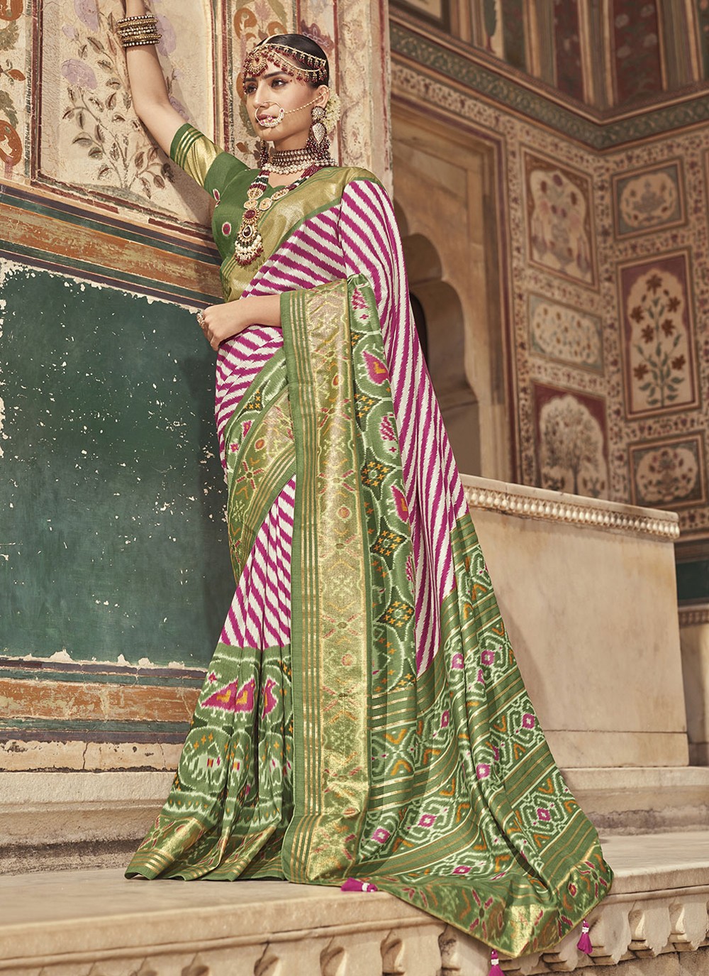 Buy Multi Colour Patola Print Patola Silk Trendy Saree Online : 264715