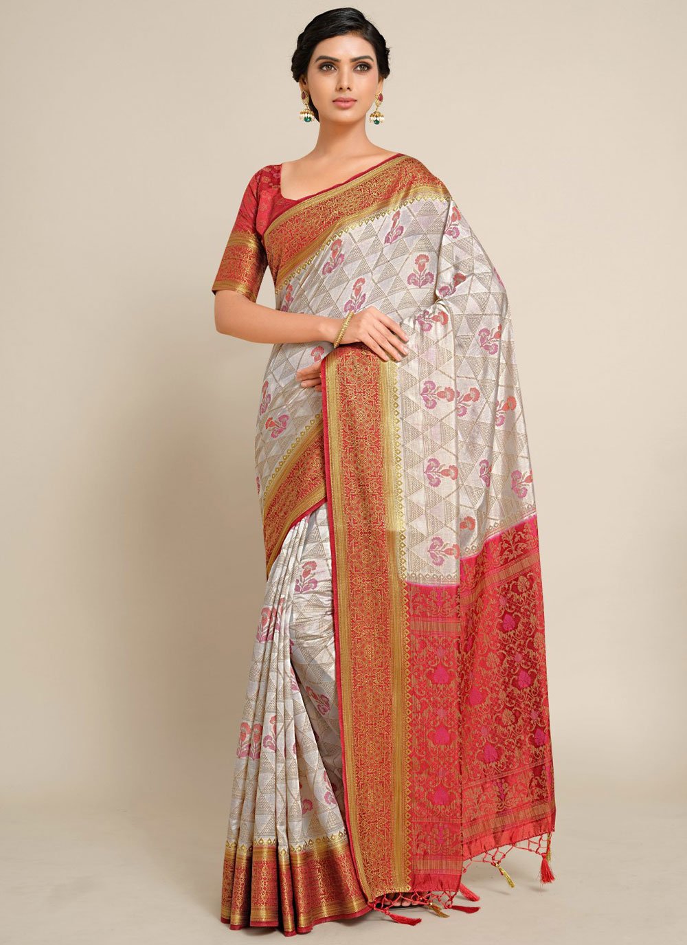 Shop Multi Colour Zari Classic Saree Online : 248358