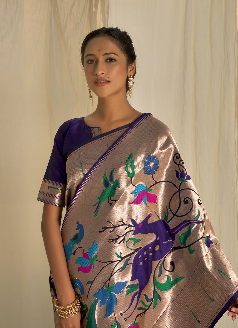 Buy Navy Blue Color Saree Online : 247435