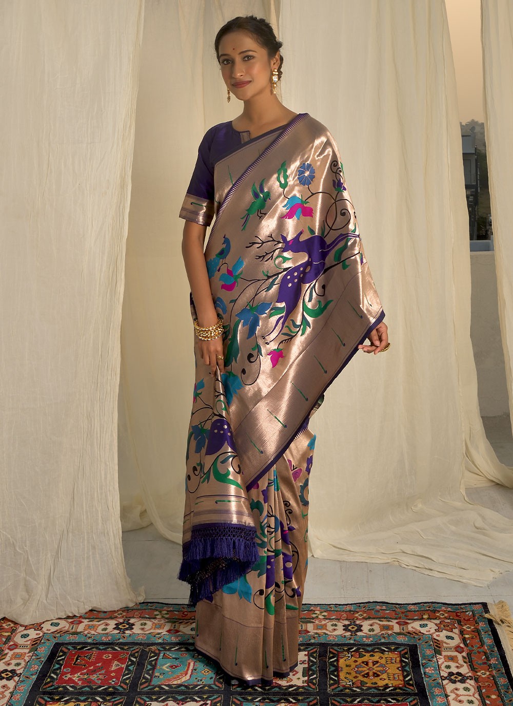 Buy Navy Blue Color Saree Online : 247435