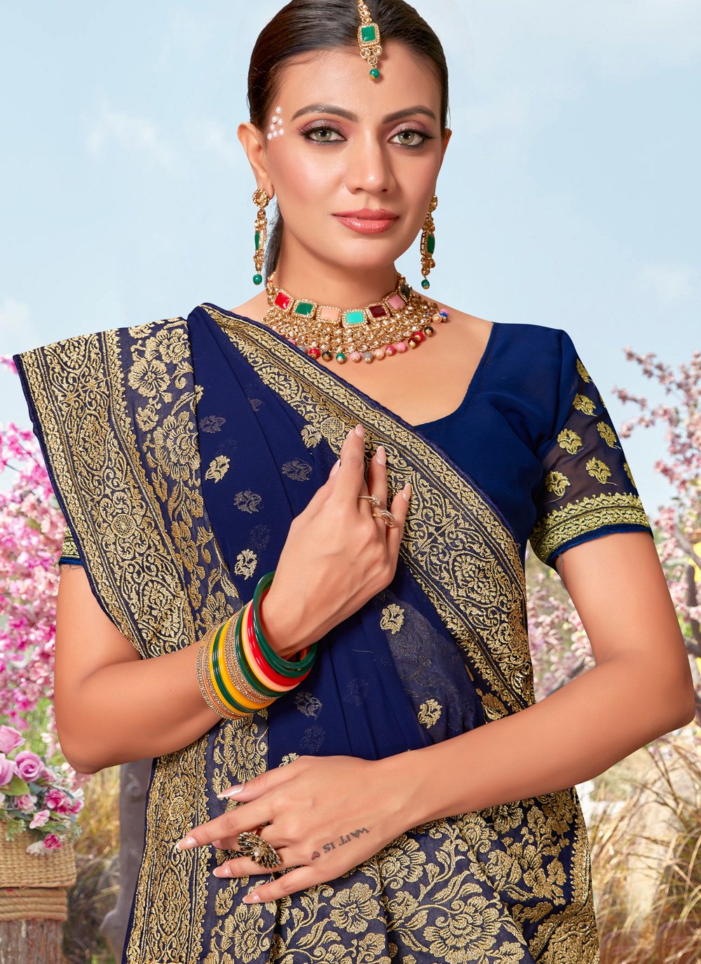 Buy Navy Blue Color Saree : 270305