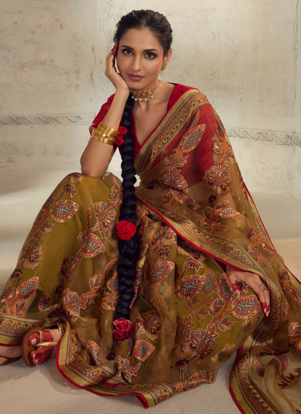 Buy Patch Border Brasso Classic Saree Online : 270208