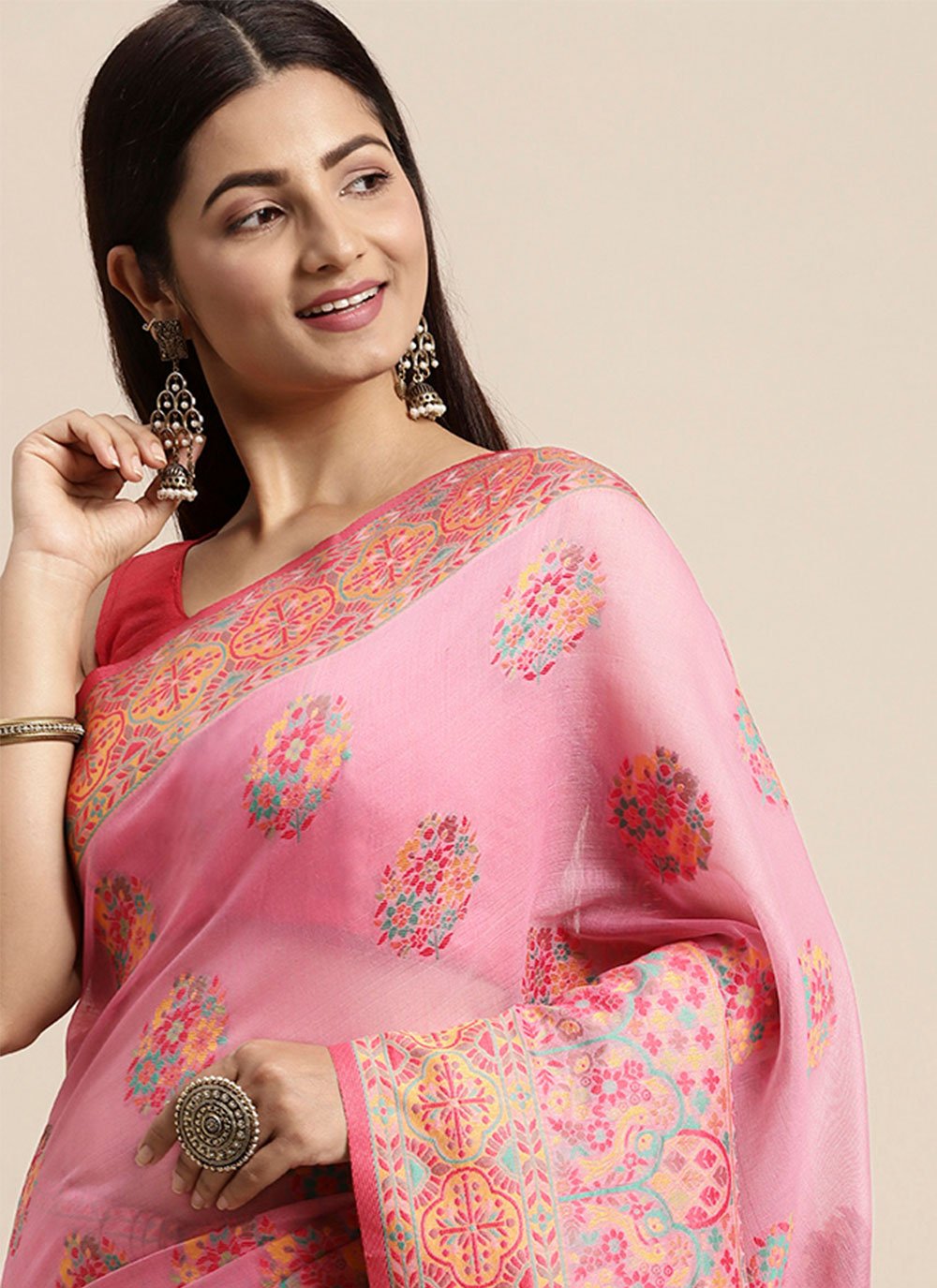 Buy Pink Color Classic Saree Online