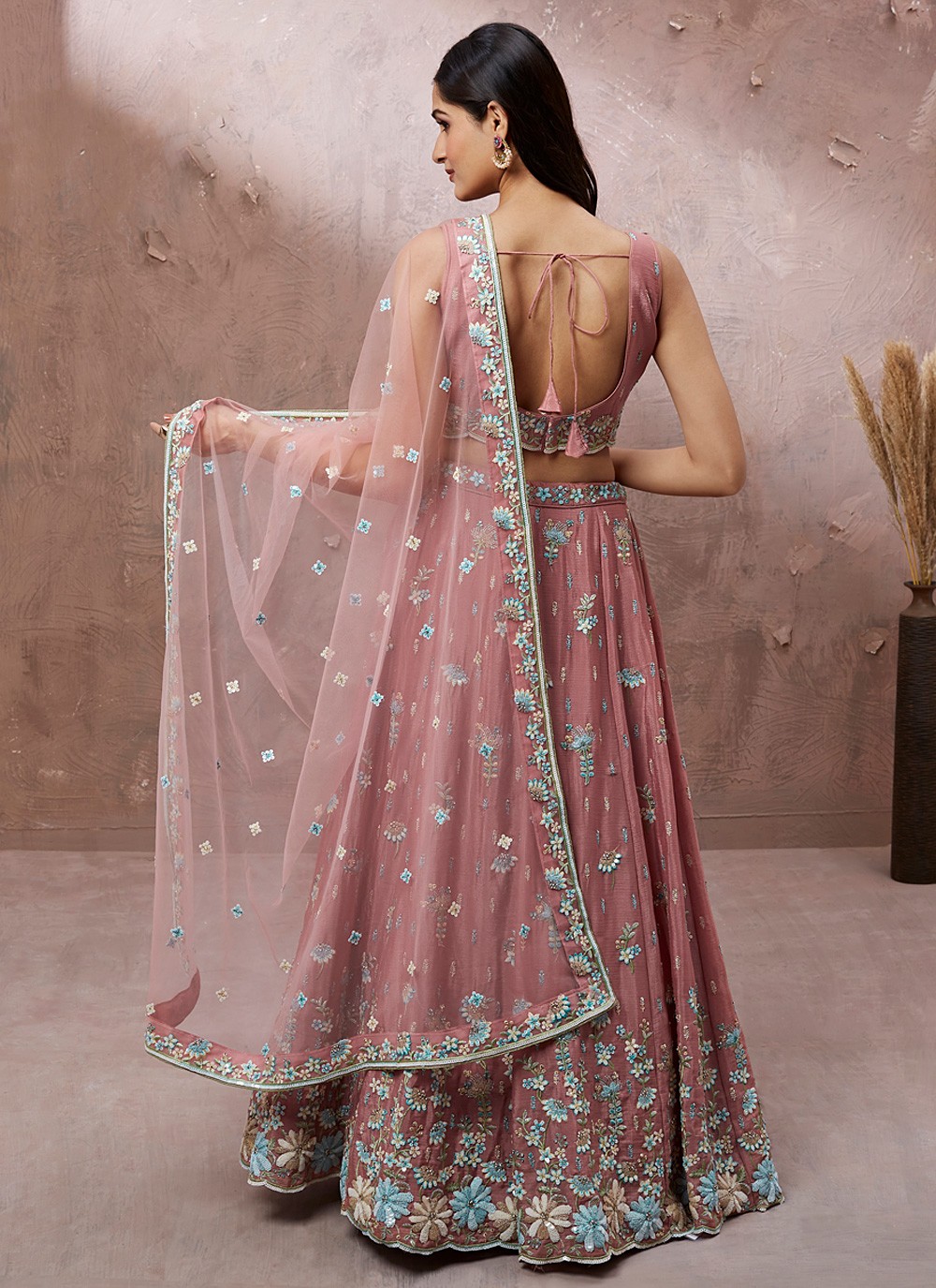 Shop Pink Thread Trendy Lehenga Choli Online : 266215