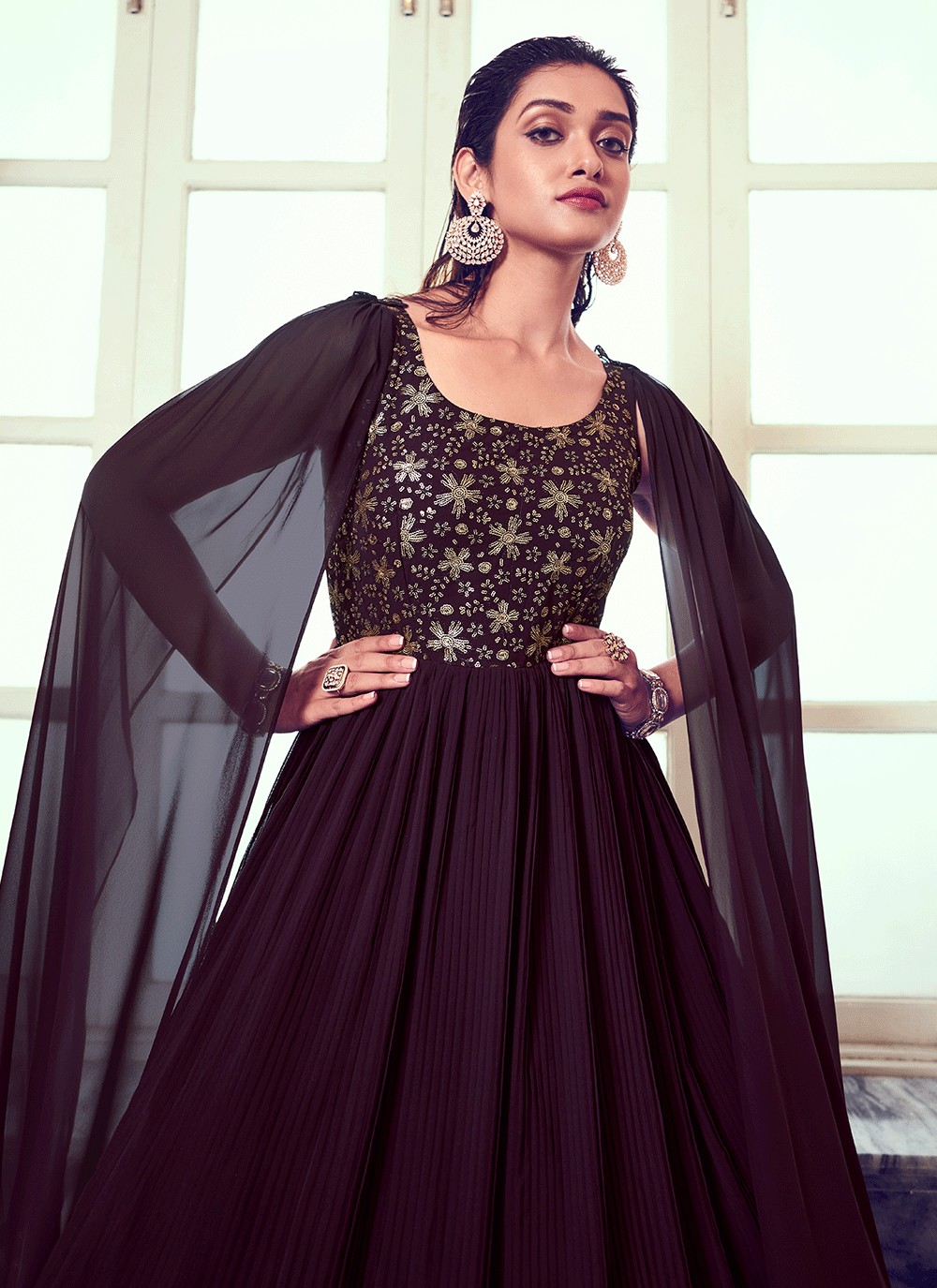 Purple Sequins Gown buy online