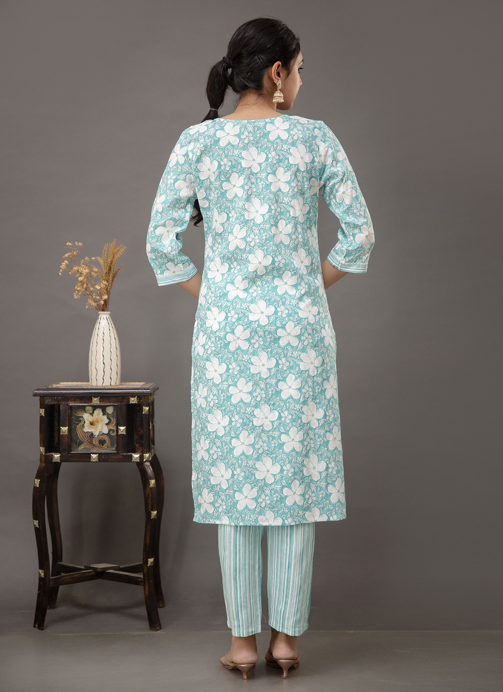 Buy Online Rayon Sea Green Printed Pant Style Suit : 270859 - New Arrivals