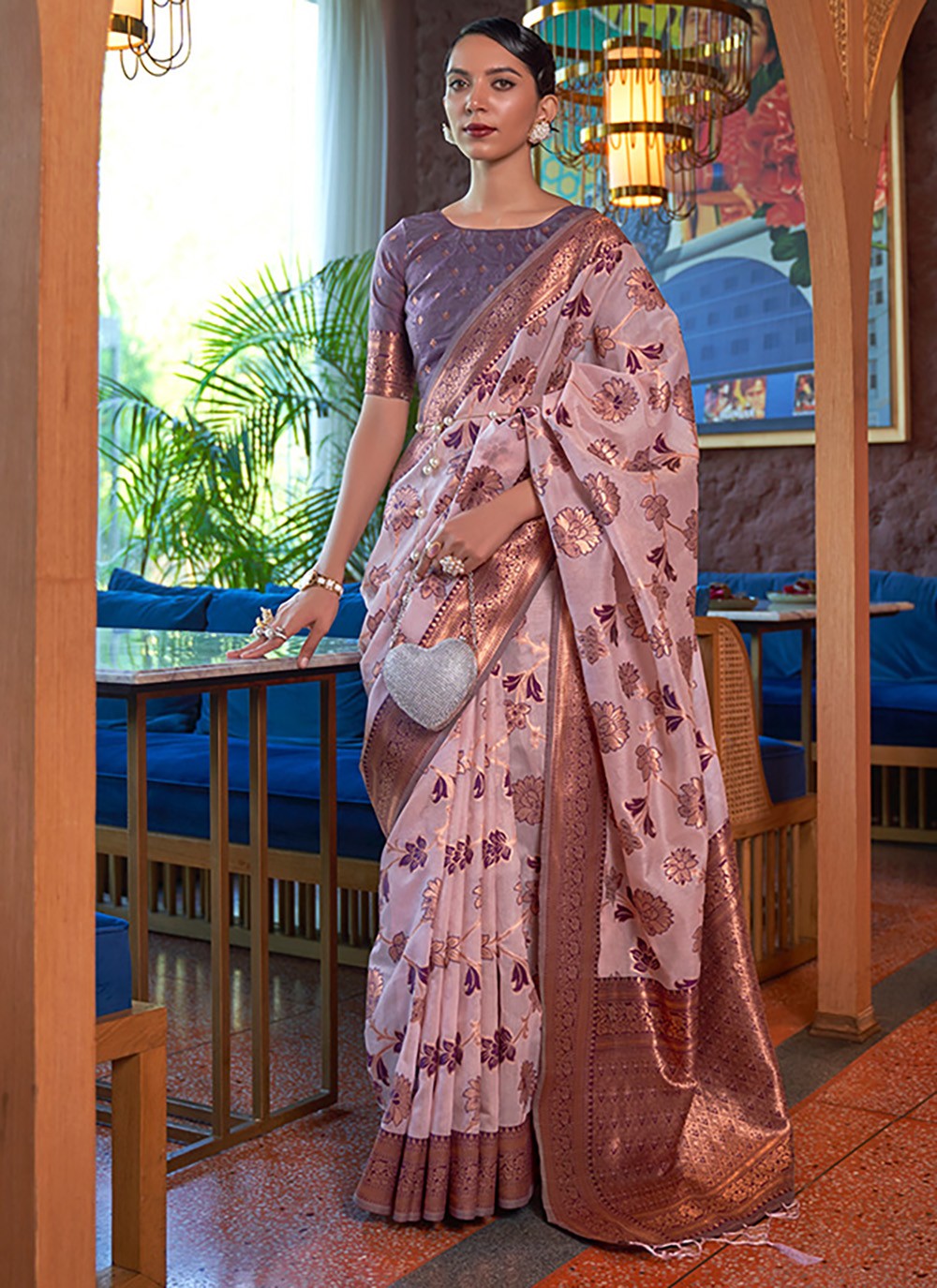 Rose Pink Mehndi Saree buy online