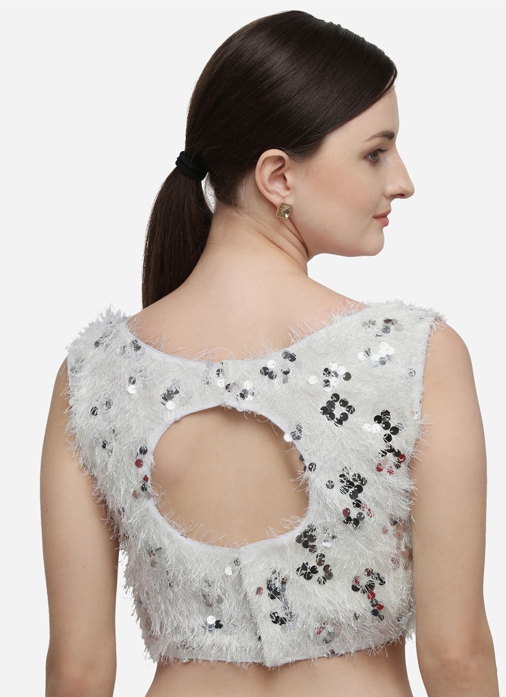 Buy Silk Embroidered Blouse in White Online : 247052