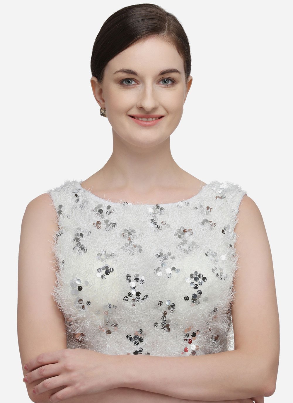 Buy Silk Embroidered Blouse in White Online : 247052