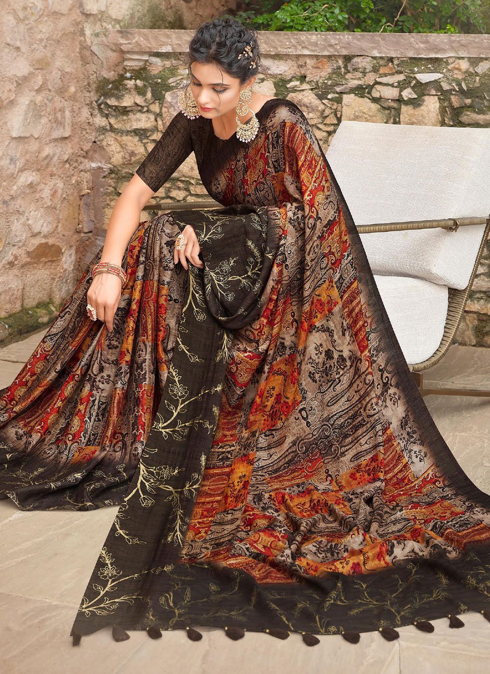 Shop Online Silk Multi Colour Classic Saree : 245071