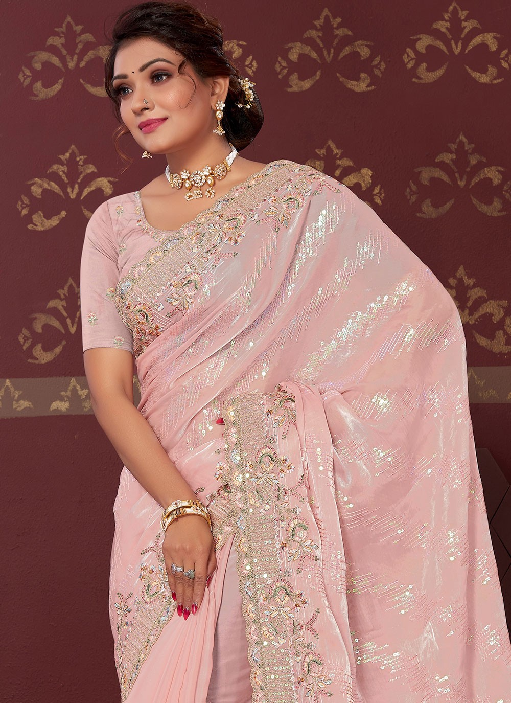 Silk Pink Saree buy online