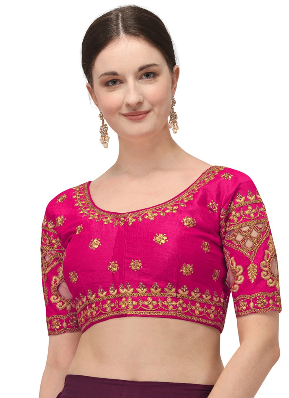 Buy Silk Rani Embroidered Designer Blouse : 247521