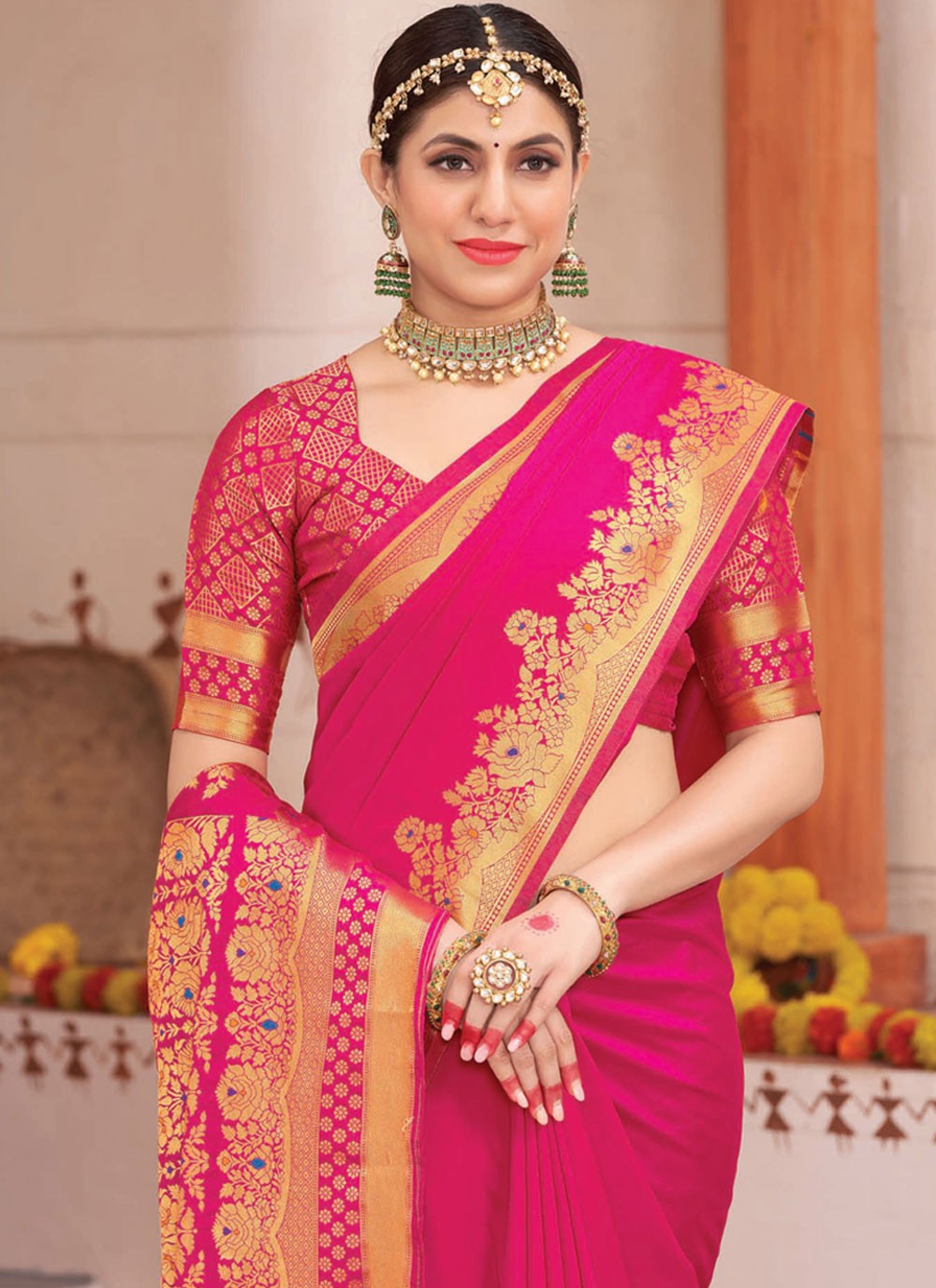 Buy Online Weaving Silk Pink Saree : 269037