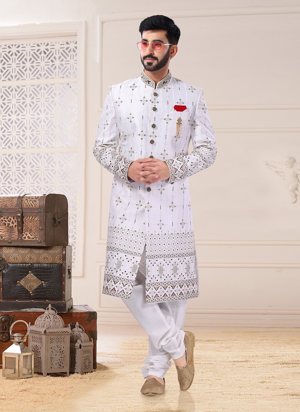 Shop Online White Color Sherwani : 249083 - Wedding Sherwani