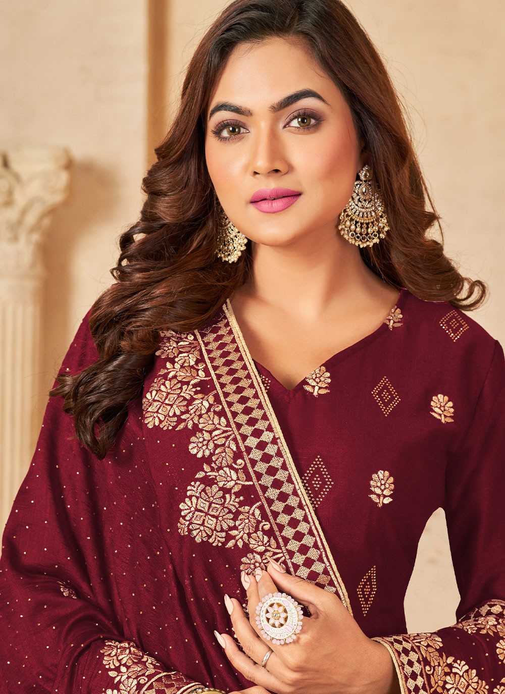 Buy Wine Mehndi Pakistani Salwar Kameez : 252544