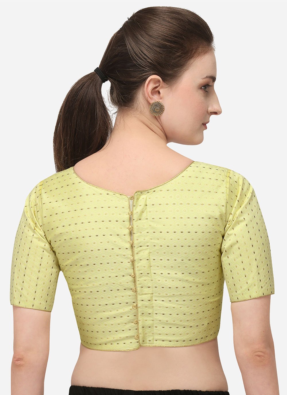 Buy Yellow Embroidered Reception Designer Blouse : 250708