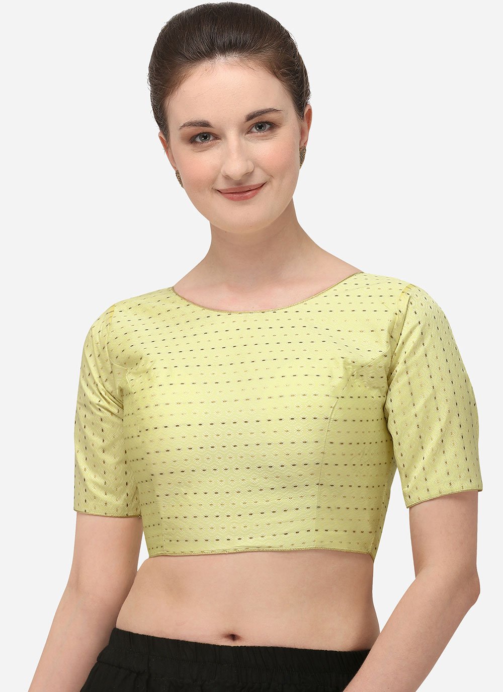 Buy Yellow Embroidered Reception Designer Blouse : 250708