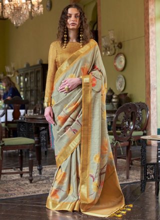 Golden Sarees: Golden Color Party Wear Saree - Sareeka