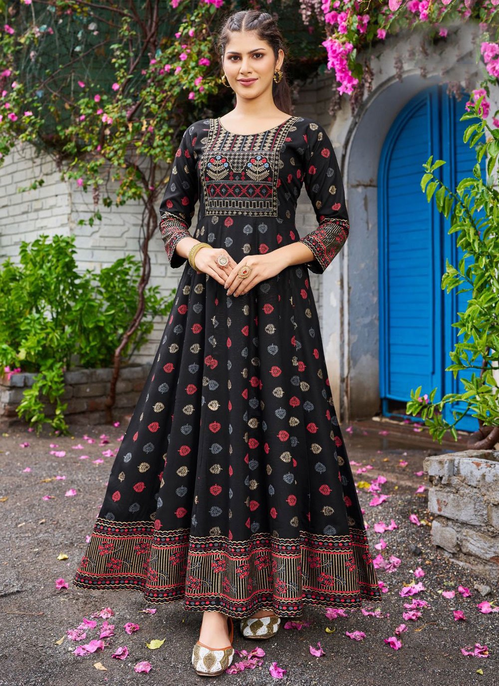 Buy Black Rayon Designer Gown Online : 299373