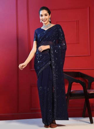 Shimmer Georgette Trendy Saree In Pink Buy Online