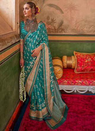 Firozi Color Saree Online | Firozi Color Silk Saree - Sareeka