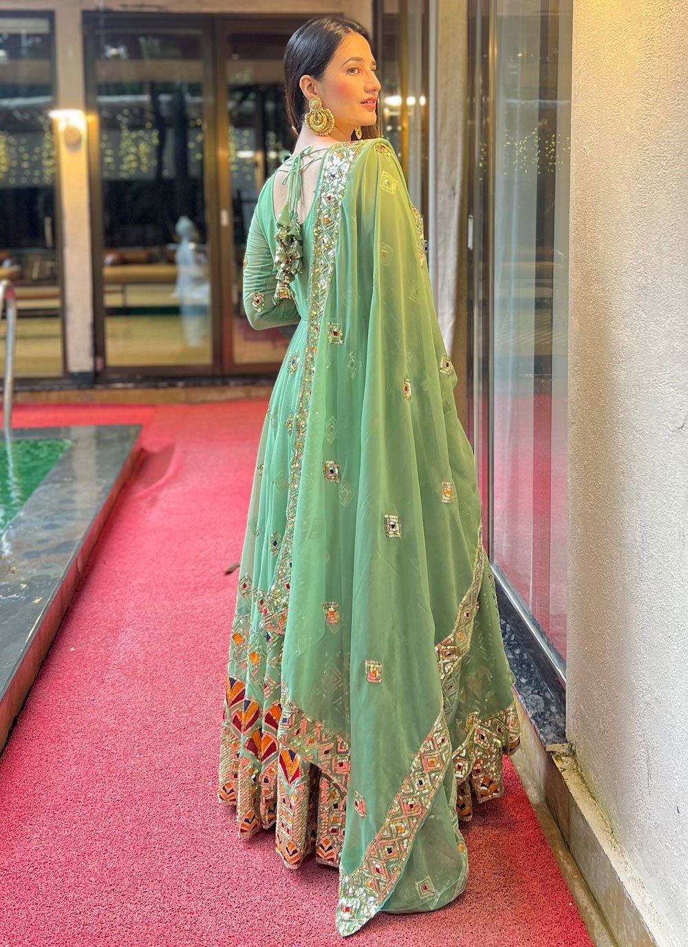 Buy Green Faux Georgette Salwar Suit with Online : 283983