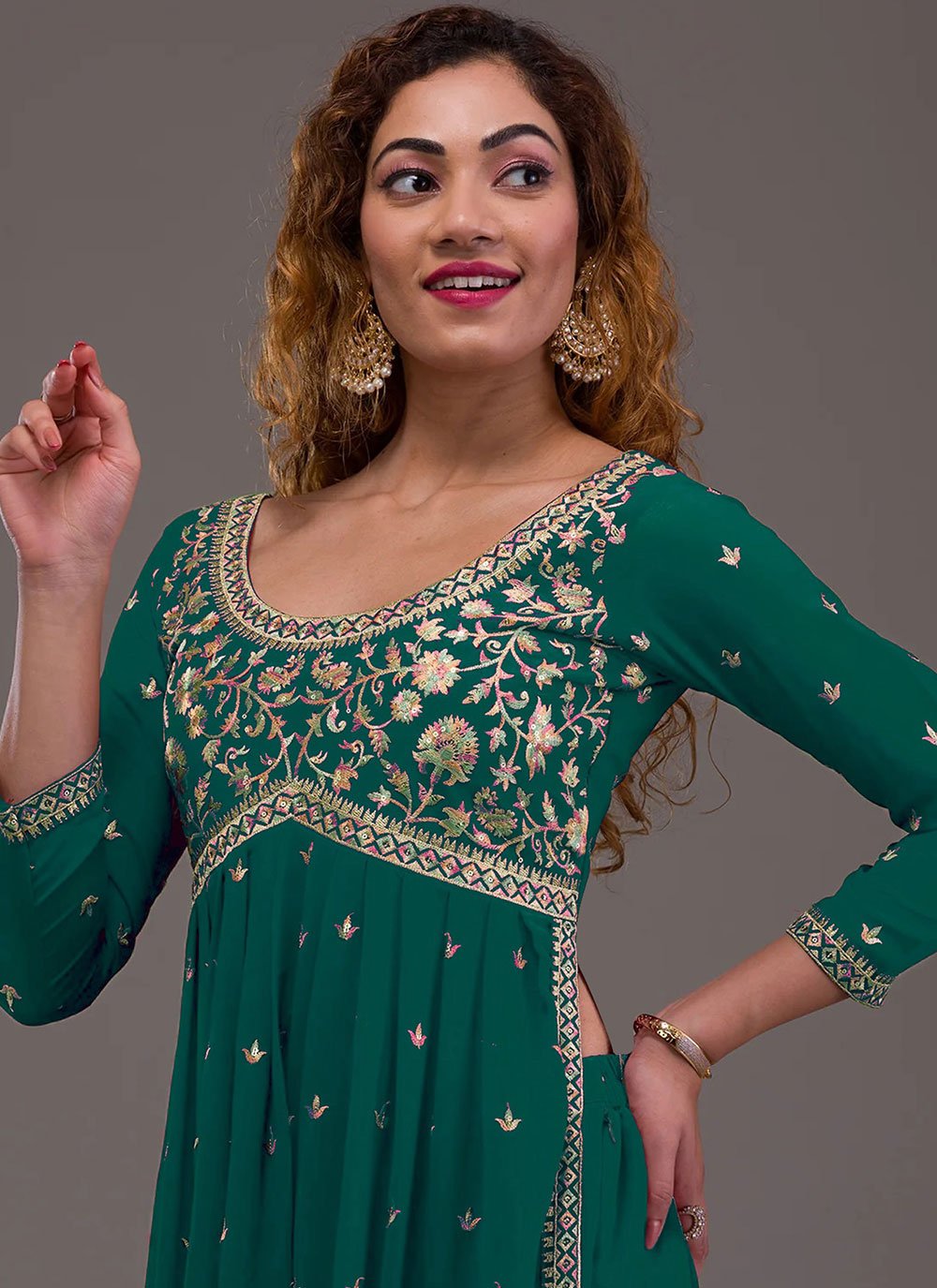 Buy Green Georgette Salwar Suit with Online : 276780