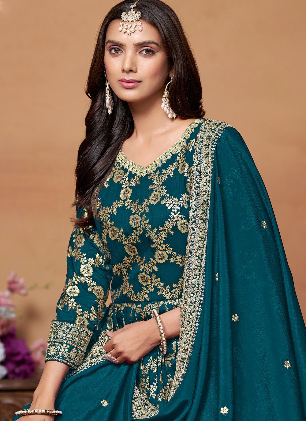 Jacquard Salwar Suit In Rama Buy Online - Pakistani Suits