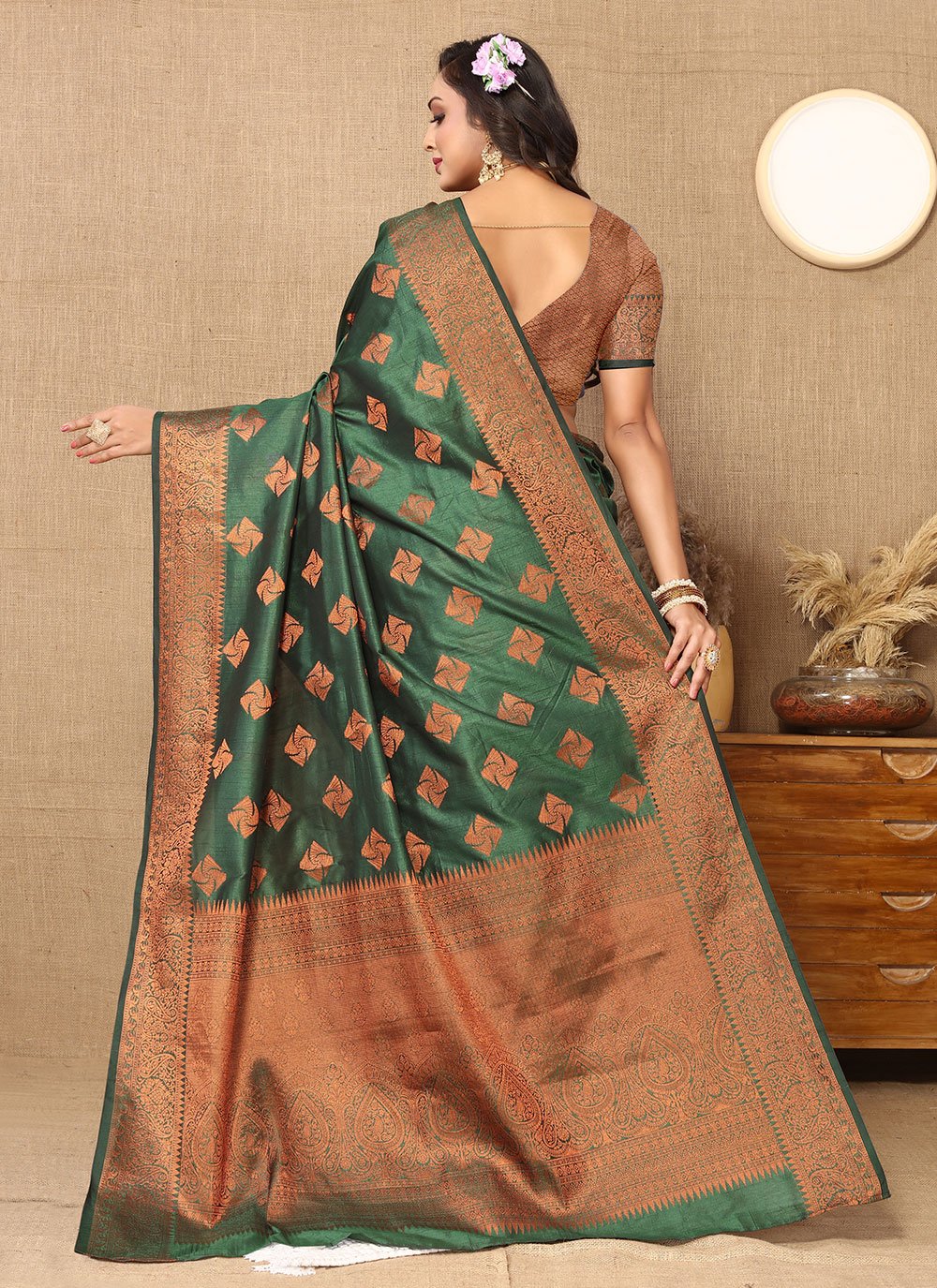 Buy Katan Silk Classic Sari with Weaving Work Online : 283625