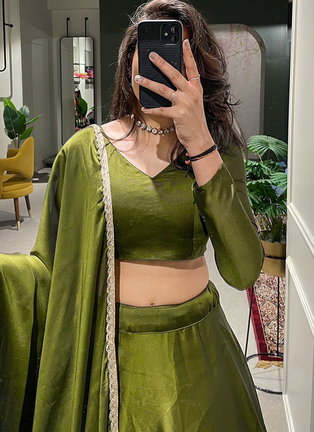 Buy Lace and Plain Work Rangoli Lehenga Choli In Green for Ceremonial ...